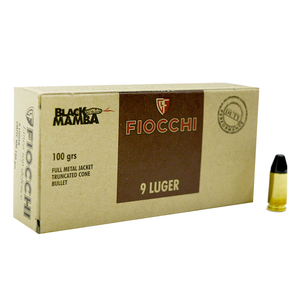 FIOCCHI Cal. 9mm Luger, DUTY, FMJTC BLACK MAMBA, 100g., 435 m/s #709412 ...
