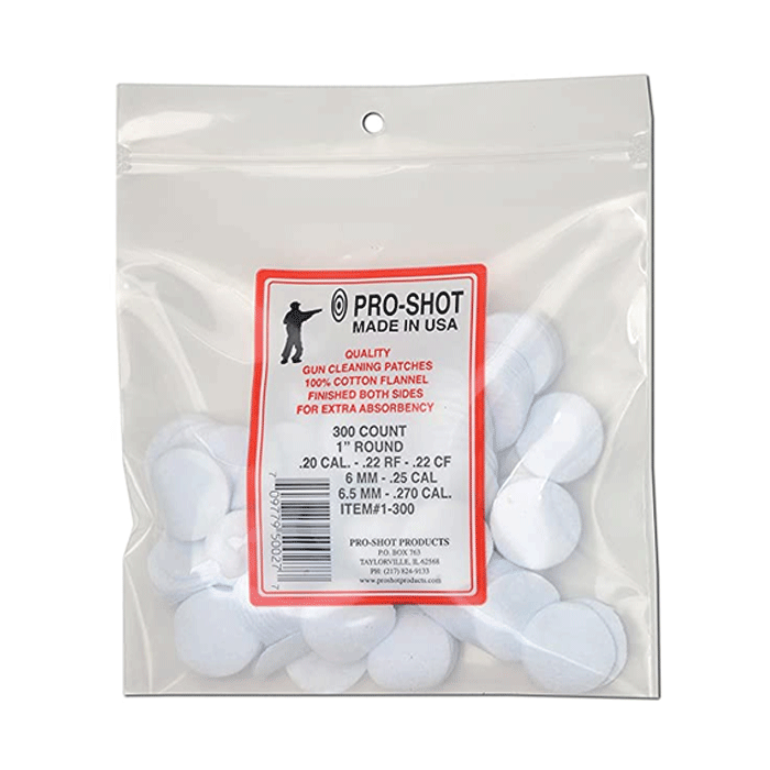 PRO-SHOT, PATCHES 1" Round - .22 - .270 Cal. 300 Qty. Package, "1-300 ...