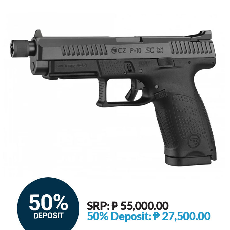 CZ Pistol P-10 SC SR Black, Cal.9mm, 15 rds. 134 mm, Polymer Frame, Luminescent Sights, Trigger ...