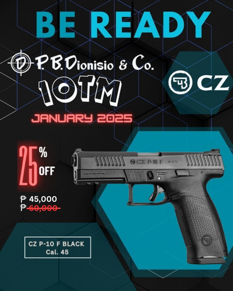 CZ Pistol P-10 F Black Cal. 45 ACP, 13rds., 114 mm., Polymer Frame, Black Polycoat, Luminescent ...